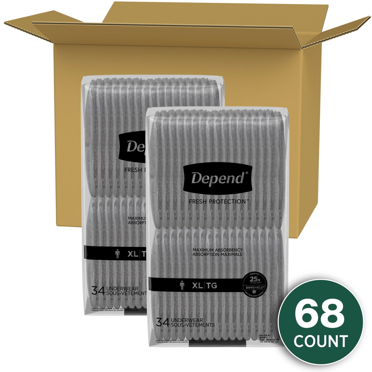 Depend Fresh Protection Incontinence Underwear for Men, Adult Diapers ...